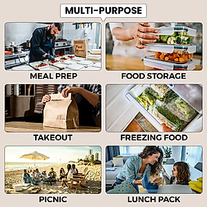 Klex Meal Prep Containers with Airtight Lids, BPA Free, Reusable Plastic Food Container, 12 oz, Round, Black/Clear, 50 Sets