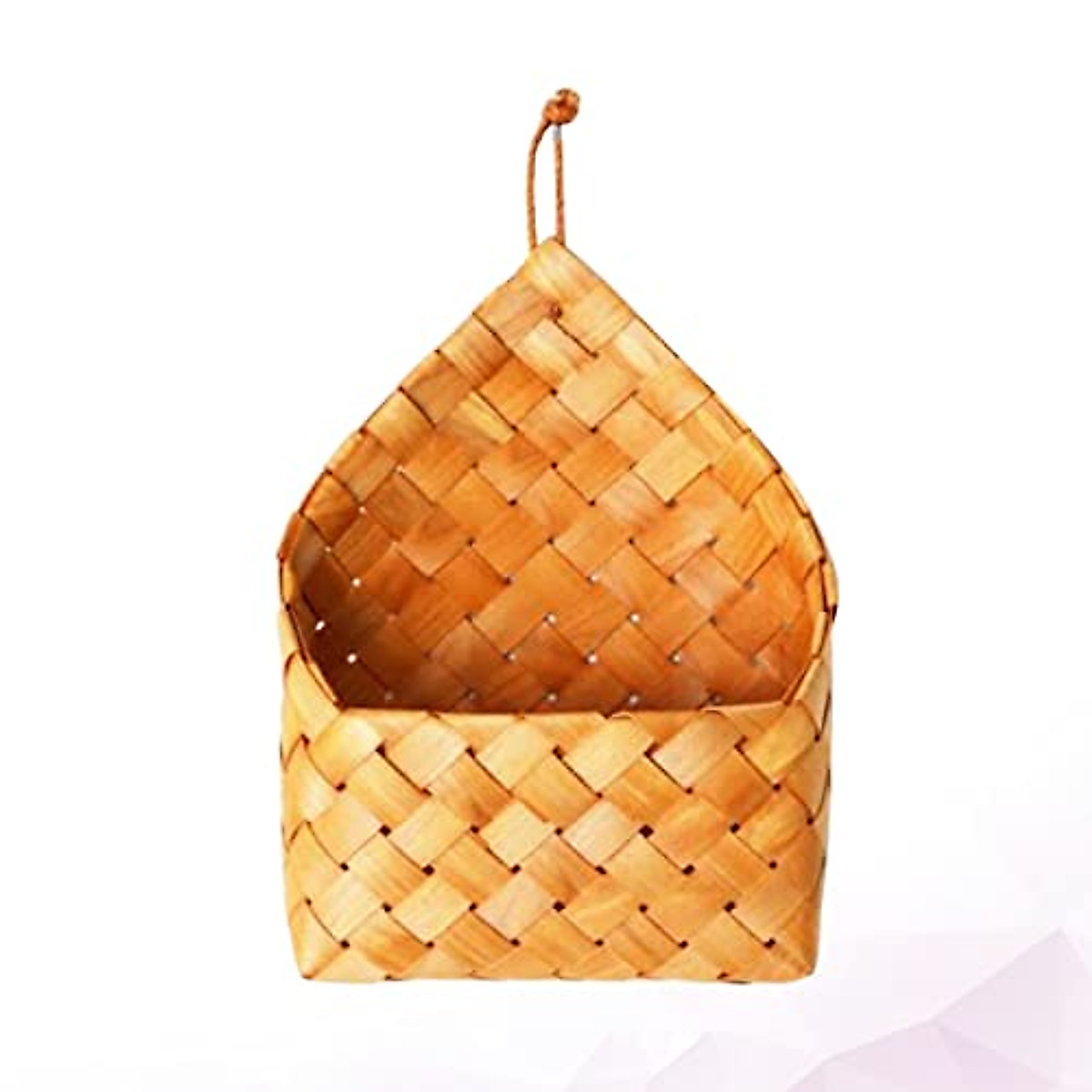 Alipis Wooden Organizer Bag Key Plants Woven Bathroom Clo Wall Basket Household Rope Flower Pocket Home Bin Clothing Mounted Sundries Office Mail Hanging Organiser for Decor Letter