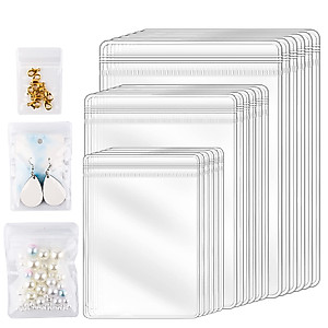 SAVITA 150pcs 3 Sizes Clear Earring Bags, PVC Plastic Self-seal Zipper Waterproof Bags Thickened Reusable Storage Pouch for Jewelry Rings Necklace Bracelet Small