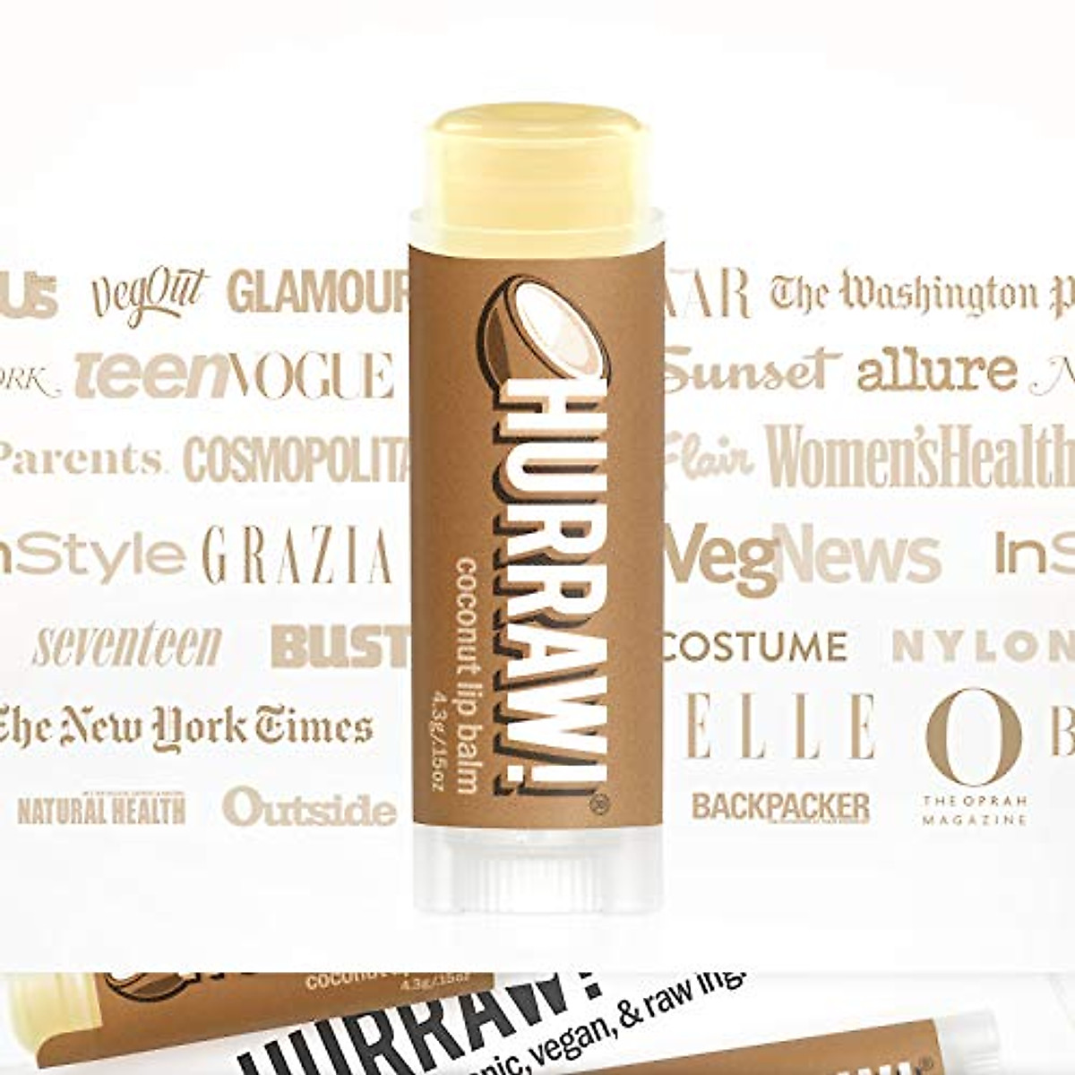 Hurraw! Coconut Lip Balm, 2 Pack: Organic, Certified Vegan, Cruelty and Gluten Free. Non-GMO, 100% Natural Ingredients. Bee, Shea, Soy and Palm Free. Made in USA