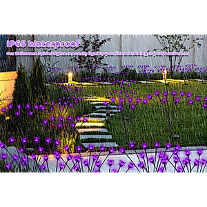5 Pack Halloween Spider Lights Solar Powered Outdoor Waterproof, Purple Solar Swaying Firefly Lights, 2 Modes 40-LED Solar Garden Lights, Halloween Decorative Stake Pathway Lights Firefly Lights