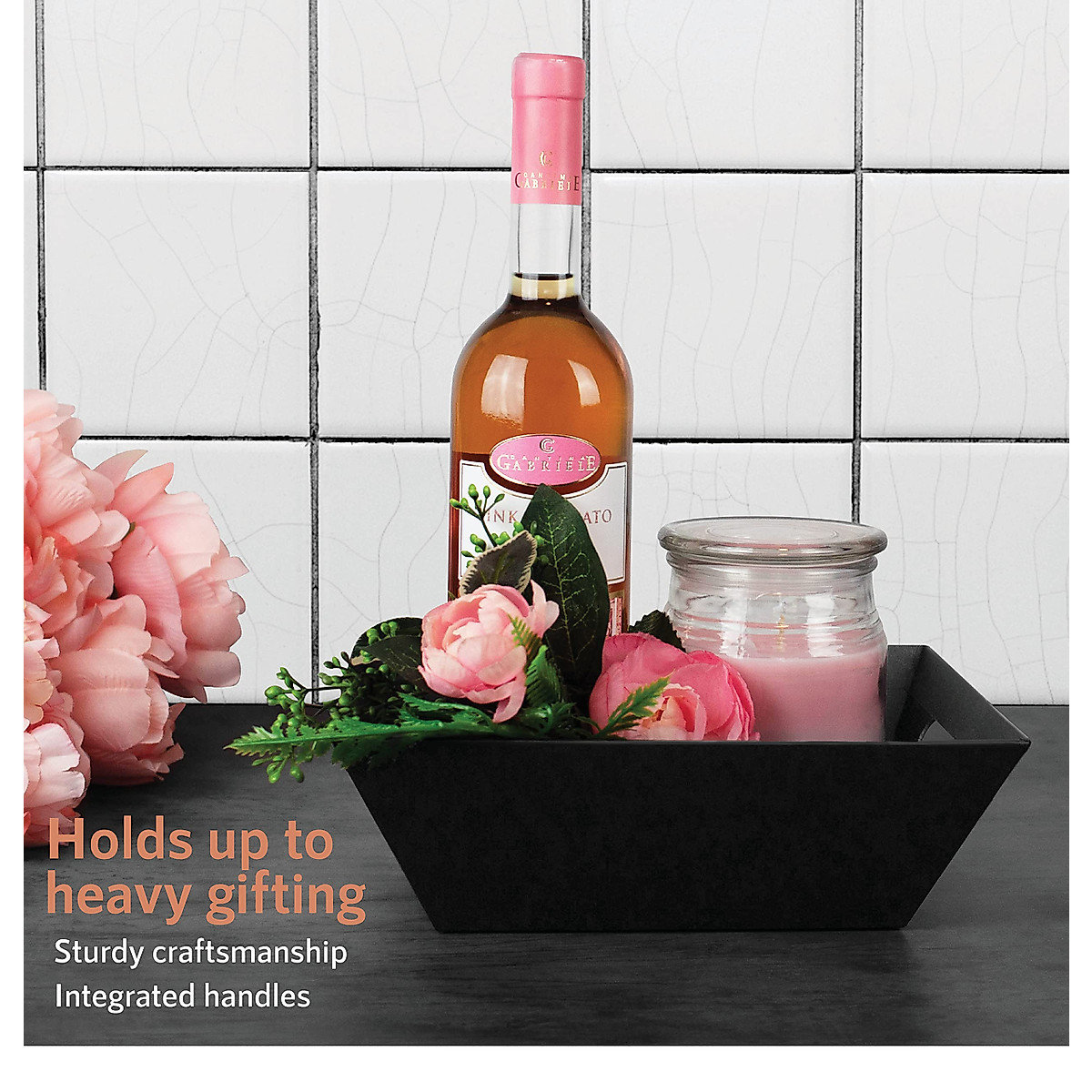 [5 Pk] 8x10” Small Basket for Gifts Empty, Basket Bags, Gold Pull Bows, Crinkle Cut Paper Shred Filler| Gift Basket Kit| Wine Basket Gift Set| Christmas, Easter| Gift to Impress-Upper Midland Products