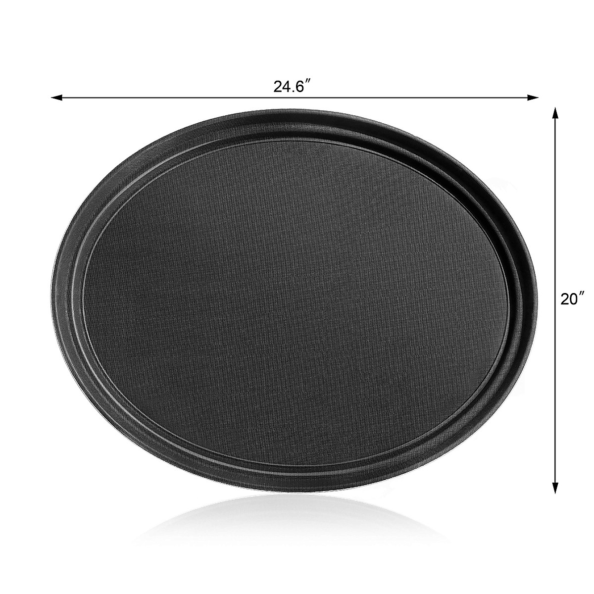 New Star Foodservice 25453 Non-Slip Tray, Plastic, Rubber Lined, Oval, 20.5 x 25.25-Inch, Black…