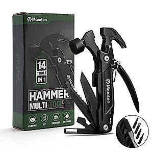 Gifts for Dad from Daughter Son Hammer Multitool Camping Accessories, 14 in 1 Hammer Outdoor Survival Tools for Men, Cool Gadgets Unique Gifts, Stocking Stuffer