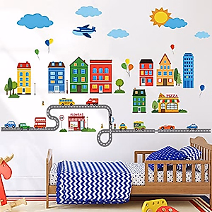 decalmile Construction City Wall Stickers Transportation Car Vehicles Wall Decals Baby Nursery Children's Bedroom Playroom Wall Decor