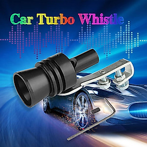 Car Turbo Whistle, Exhaust Whistle Turbine Sound Exhaust Pipe Whistle, Universal Aluminum Turbo Sound Exhaust Muffler Pipe Whistle Car Blow off valve Simulator（L-Black）