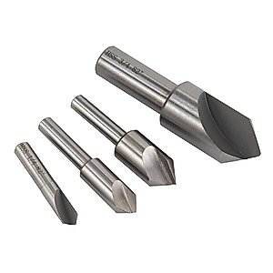 82 Degree Single Flute Countersink Set of 4-82 Degree Point Angle - 1/4", 3/8", 1/2", and 3/4" Diameter Countersinks, LittleMachineShop.com (4540)