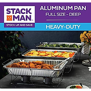 Full Size Large Aluminum Pans, Disposable Foil 21x13 Deep [20-Pack] Steam Table Chafing Pan - Extra Heavy Duty Durable Tray - Great for Roasting, Cooking, Warming, Prepping and Storing Food