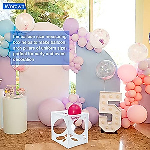 Worown 14 Holes Collapsible White Plastic Balloon Sizer Box, 1-10 Inch Balloon Sizer Cube, Balloon Size Measurement Tools for Balloon Arches, Balloon Columns, Balloon Decorations