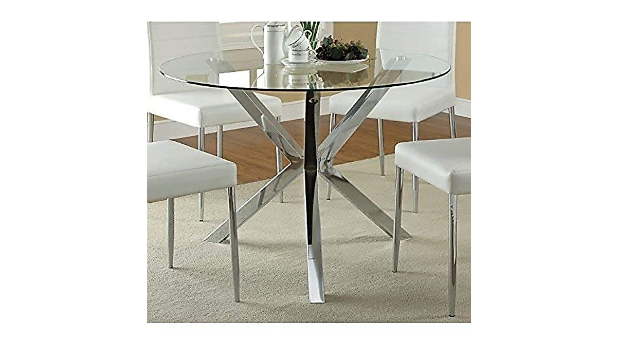 Coaster Round Dining Table - Vance Glass Top Chrome