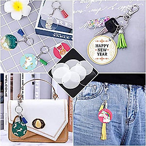 Acrylic Keychain Blanks, Audab 120pcs Clear Keychains for Vinyl Kit Including 30pcs Acrylic Blanks, 30pcs Keychain Tassels, 30pcs Key Chain Rings and 30pcs Jump Rings for DIY Keychain Vinyl Crafting