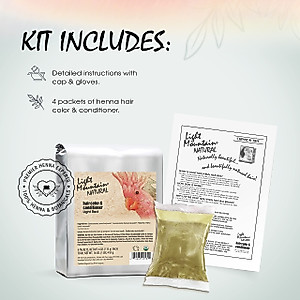 Light Mountain Henna Hair Color & Conditioner - Light Red Hair Dye for Men/Women, Organic Henna Leaf Powder and Botanicals, Chemical-Free, Semi-Permanent Hair Color, 16 Oz