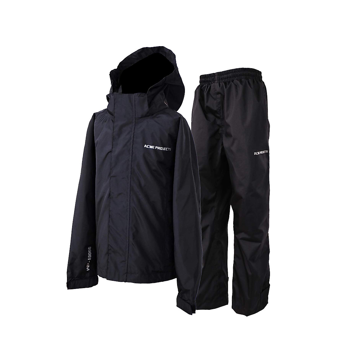 Acme Projects Rain Suit (Jacket + Pants), 100% Waterproof, Breathable, Taped Seam, 10000mm/3000gm, YKK Zipper (Men's, Large, Black)