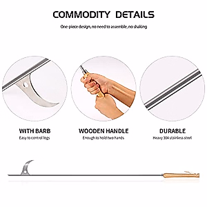 Manucode Fire Pit Poker, 42 Inch Stainless Steel Fire Poker with Wooden Handle for Fireplace, Campfire & Bonfires