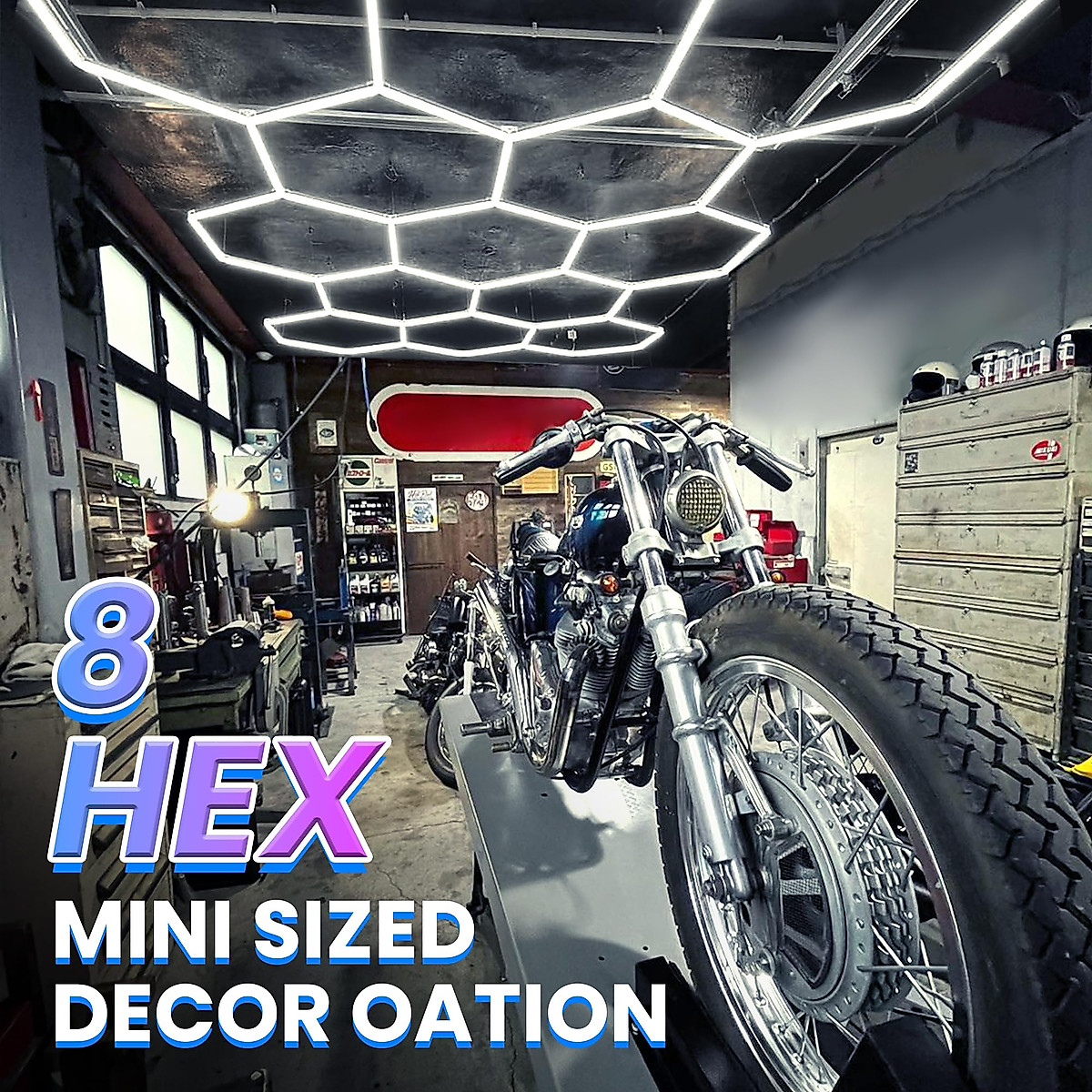 GOSLARLIT Customsize Hexagon Led Garage Lights for Workshop Gym Detailing Shop (8 hex Grid System)