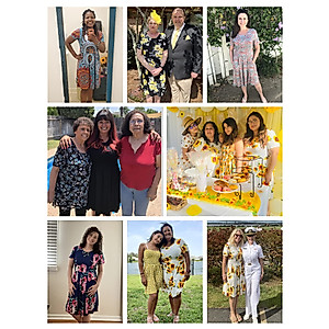 DouBCQ Women's Casual Short Sleeve Flowy Pleated Loose Dresses with Pockets (0-Wine Red, L)