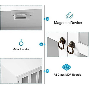 MELLCOM Wooden Storage Cabinet, Sideboard Console, Buffet Cabinet Entryway Kitchen Dining Console Living Room, White