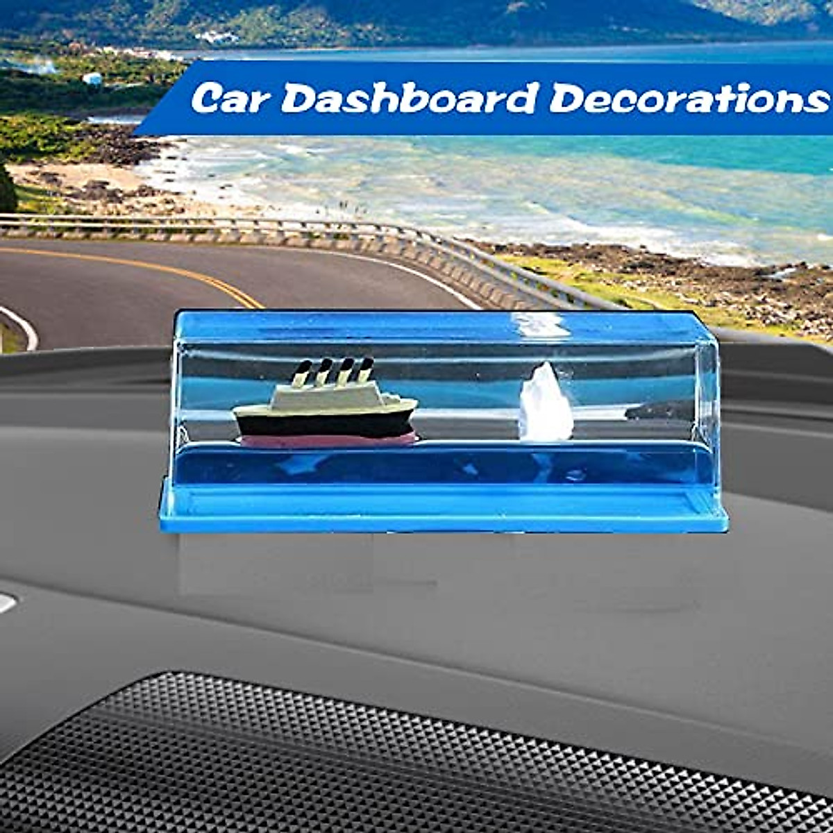 Honsheng Unsinkable Titanic Simulator Toy Wavey Boat in a Box Liquid Wave Cruise Fluid Ship Decoration Ornament for Car Decoration Paperweight Desk Toy Gifts,Recommended Age Range for use: 3+