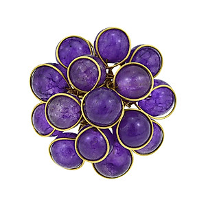 AeraVida Elegant Purple Amethyst Gemstone Cluster in Brass Statement Ring | Elegant Handmade Jewelry for Women | Handmade Brass Ring | Purple Amethyst Gift for Women | Statement Ring Jewelry