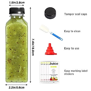 DEPEPE 16 Pack 16oz Plastic Juice Bottles, Reusable Juicing Bottles with Caps, Empty PET Juice Bottle with Lids for Juicing, Smoothies, Drink, Water Containers