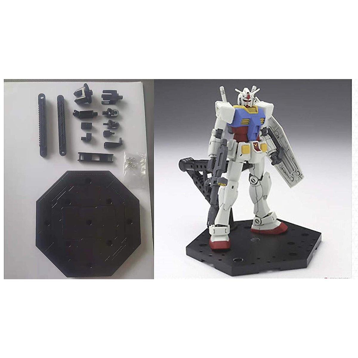 Bioristar HG RG Hobby Action Base Gundam Model Stand Hobby Display Stand Pack of 2 (1/144 Scale) (2pcs Black)