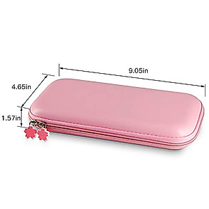 Switch lite classic Case - Protective Case Compatible with Switch lite- Fits Extra Controllers and 9 NDS Cards slot- Includes Accessories Pouch and Shoulder strap Cute Switch lite Case（Sakura pink）