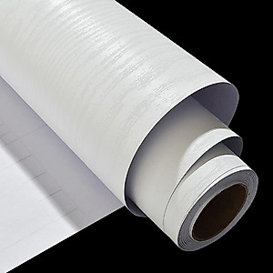 Yifely Solid White Wood Grain Shelving Paper Removable Vinyl Shelf Liner Door Table Cabinet Sticker 17.7 Inch by 9.8 Feet