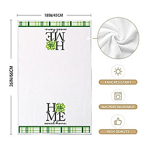 ARKENY St Patricks Day Green Polka dot Shamrock Kitchen Towels Dish Towels St. Patrick's Day Decorations for Home Décor Ultra Absorbent Bar Drying Cloth 18x26 Inch Hand Towel for Cooking Set of 2
