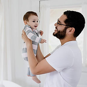 Burt's Bees Baby Baby Girls' Romper Jumpsuit, 100% Organic Cotton One-Piece Outfit Coverall, Blossom Rugby Stripe, 9 Months