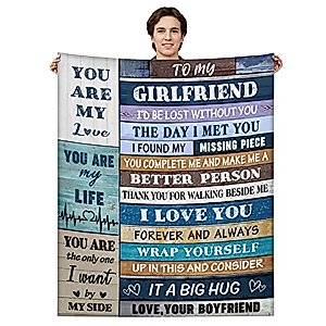 to My Girlfriend Blanket Gifts for Girlfriend I Love You Blessing Sweet Sayings Quote Throw Blankets 50x60 inch Birthday Gifts for Her Anniversary Present Soft Blankets for Bed Sofa