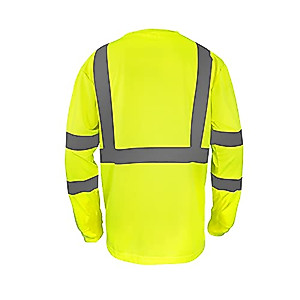 LX Reflective Safety Long Sleeve Shirt - High Visibility, Fast Dry Mesh, Unisex, Yellow, For Work & Outdoor Activities, Class 3