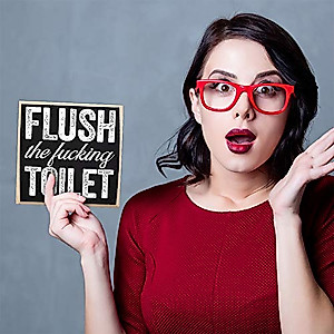 Flush The F##King Toilet - Cute Bathroom Signs Decor Farmhouse - Rustic Wooden Sign - Farmhouse Bathroom Decor, Funny Bathroom Signs Wooden - Perfect Small Bathroom Signs Decor, Restroom Decor