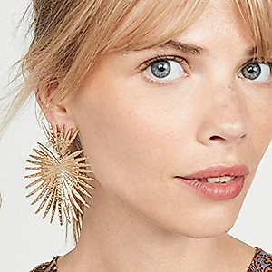Bmadge Gold Star Flower Geometric Dangle Earrings, Lightweight Studs, Suitable for Any Occasion
