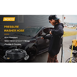 High Pressure Washer Hose Extension and Nozzle for Pressure Washer Fit for Karcher K2 K3 K4 K5 40Mpa/5800Psi Replacement Parts (15m/49ft, Type2)