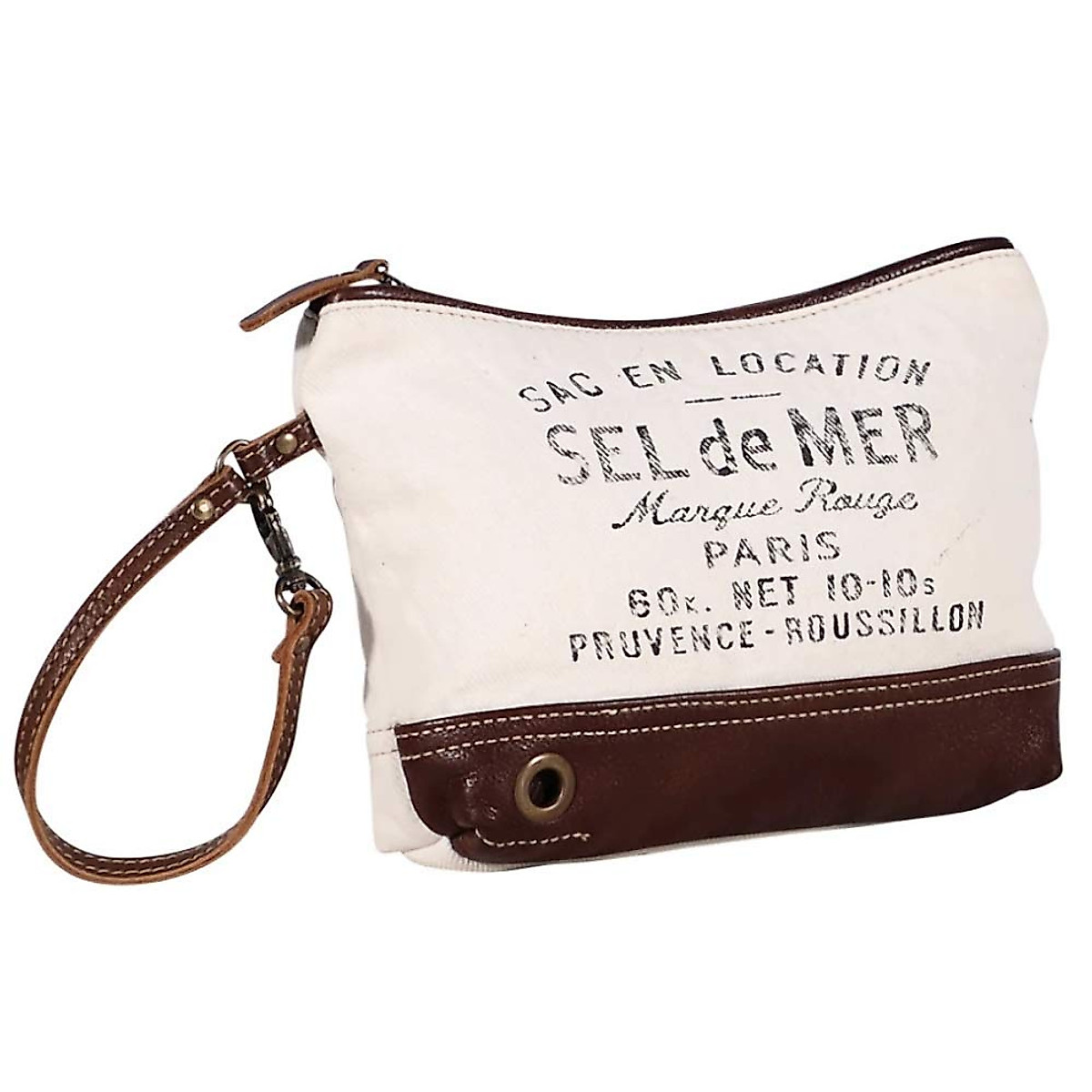 Myra Bags Spunky Canvas & leather Pouch Wristlet S-1960