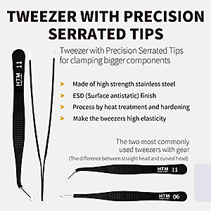 13 Pcs Sharp Precision Tweezers Set,Anti-Static Stainless Steel Esd Tweezers Kit For Craft, Jewelry, Electronics Repair, Soldering & Laboratory Work.And Used for Beauty Etc