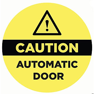 CLEVER SIGNS 4-Pack Caution Automatic Door Decals for Glass Door, Two-Sided, Caution Automatic Door Stickers, 6 inches