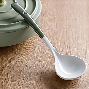 Ceramic Soup Ladle Spoon Set Of 2,Hot Pot Accessories Kit Soup Ladle Skimmer Spoon Slotted Cooking Utensil For Cooking Stirring (Green)