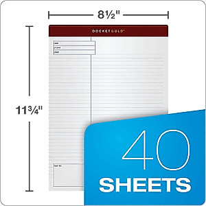 TOPS 77102 Docket Gold Planning Pad, Legal/Wide, 8 1/2 x 11 3/4, White, 40 Sheets, 4/Pack