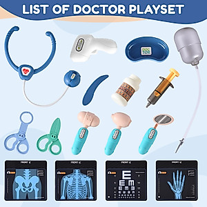 Playhiland Doctor Kit for Toddlers 3-5, Toy Doctor Kit for Kids, 35 Pcs Kids Doctor Playset, Kids Doctor Kit with Sound, Pretend Medical Station Set for Kids Boys Girls Role Play
