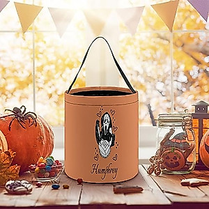 Personalized Halloween Tote Bags w/Name or Text 7.9 * 8.3 inch Customized Pumpkin Witch Black Cat Castle Skeleton Ghost Canvas Totes Bag for Trick Treat Goodie gift Halloween Gifts for Women Adults