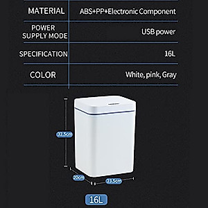 Xuanmo Automatic Sensing Trash Can, Smart Waterproof Non-Contact Motion Sensor Dustbin 16 Liters Waste Bin with Lid, Suitable for Kitchen, Living Room, Bathroom, Office, Bedroom (Color : Pink)