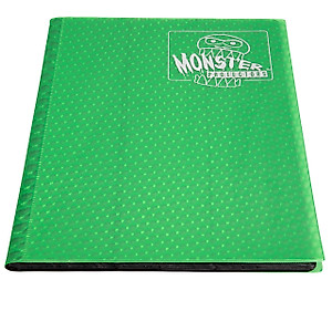 Monster 9 Pocket Trading Card Binder -Holofoil Green Album, Anti-Theft & Anti-Drop TCG Protection w Side Loading Padded Pockets, Double Sided, Holds 360 Cards, For Sports, Gaming, Kpop, Christmas Gift