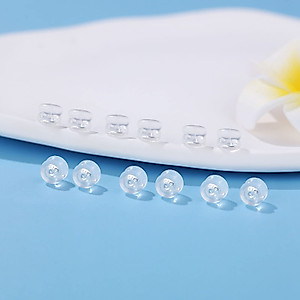 Kerryjewl 18K Gold Locking Secure Earring Backs for Studs, Silicone Earring Backs Replacements for Studs/Droopy Ears, No-Irritate Hypoallergenice Earring Backs for Women Men(White Gold)