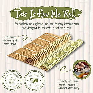 Sushi Making Kit - Premium Kanpeki Living 22 Piece Sushi Set With Chef Knife, Bamboo Mat, Bazooka Roller, Rice Mold Rice Paddle and Spreader Chopsticks eBook DIY Sushi Maker Kit for Beginners and Pros