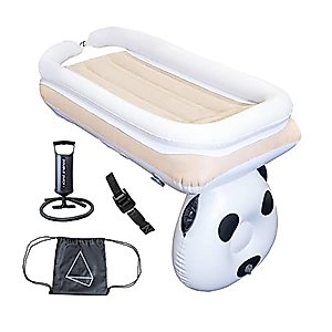 Inflatable Toddler Travel Bed for Airplane, Car Kids Air Mattress with Pump, Portable Baby Bed with Sides and Belt, Infant Blow Up Mattress for Train, Kids Airplane Travel Essentials, Free Hands