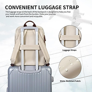 GOLF SUPAGS Laptop Backpack Purse for Women Fits 14 Inch Notebook Casual Daypack Work Travel College Bookbag Fashion Computer Bag (Apricot, 14 Inch)