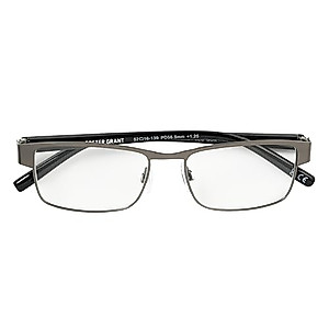 Foster Grant Men's Leo Square Reading Glasses, Gunmetal/Transparent, 59 mm + 2.5
