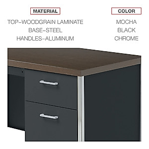 Alera ALESD4524BM 45.25 in. x 24 in. x 29.5 in. Single Pedestal Steel Desk - Mocha/Dark