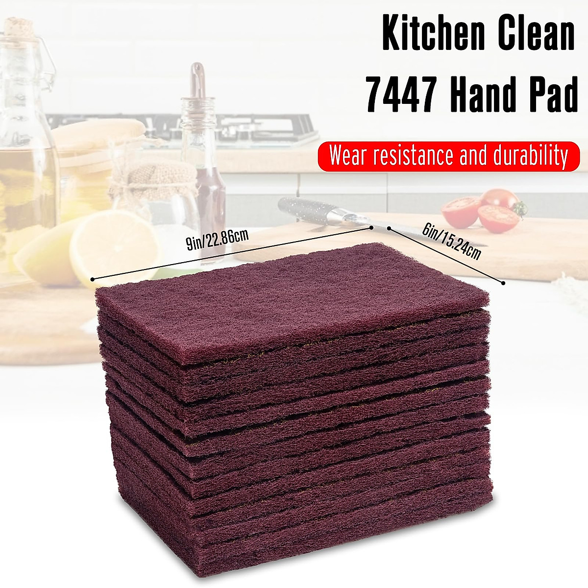 Scuff Pad, Maroon Scrub Pad 6" X 9", 7447 General Purpose Hand Pad, Scuff Pads for Paint Prep, Scuffing, Scouring, Sanding, Adhesion Scratch - Abrasive Finishing Pad (20PCS)
